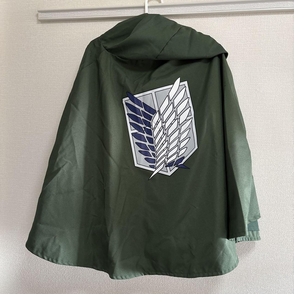 Attack on Titan Survey Corps Cloak Dark Green Hooded Cape Used Eren ...