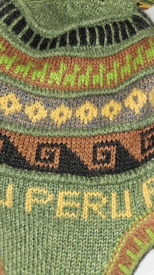 Peruvian Alpaca Tight Knit chullo Winter hat Multicolored Aztec Peru ...
