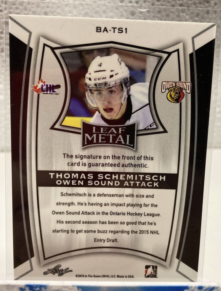 2014-15 ITG Leaf Metal #BATS1 Thomas Schemitsch Autograph | eBay