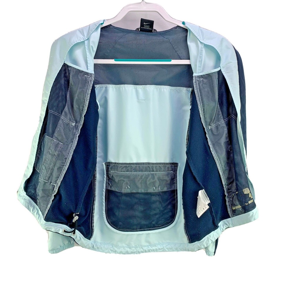 Nike Womens Sz S (4-6) Turquoise Running Jacket Full Zip Pockets 2 ...
