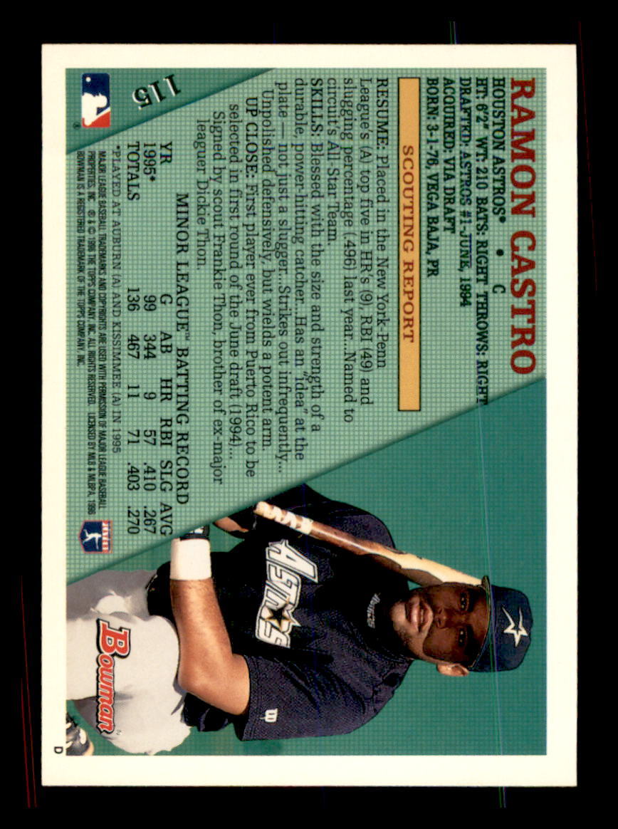 1996 Baseball Bowman Ramon Castro Houston Astros #115 | eBay