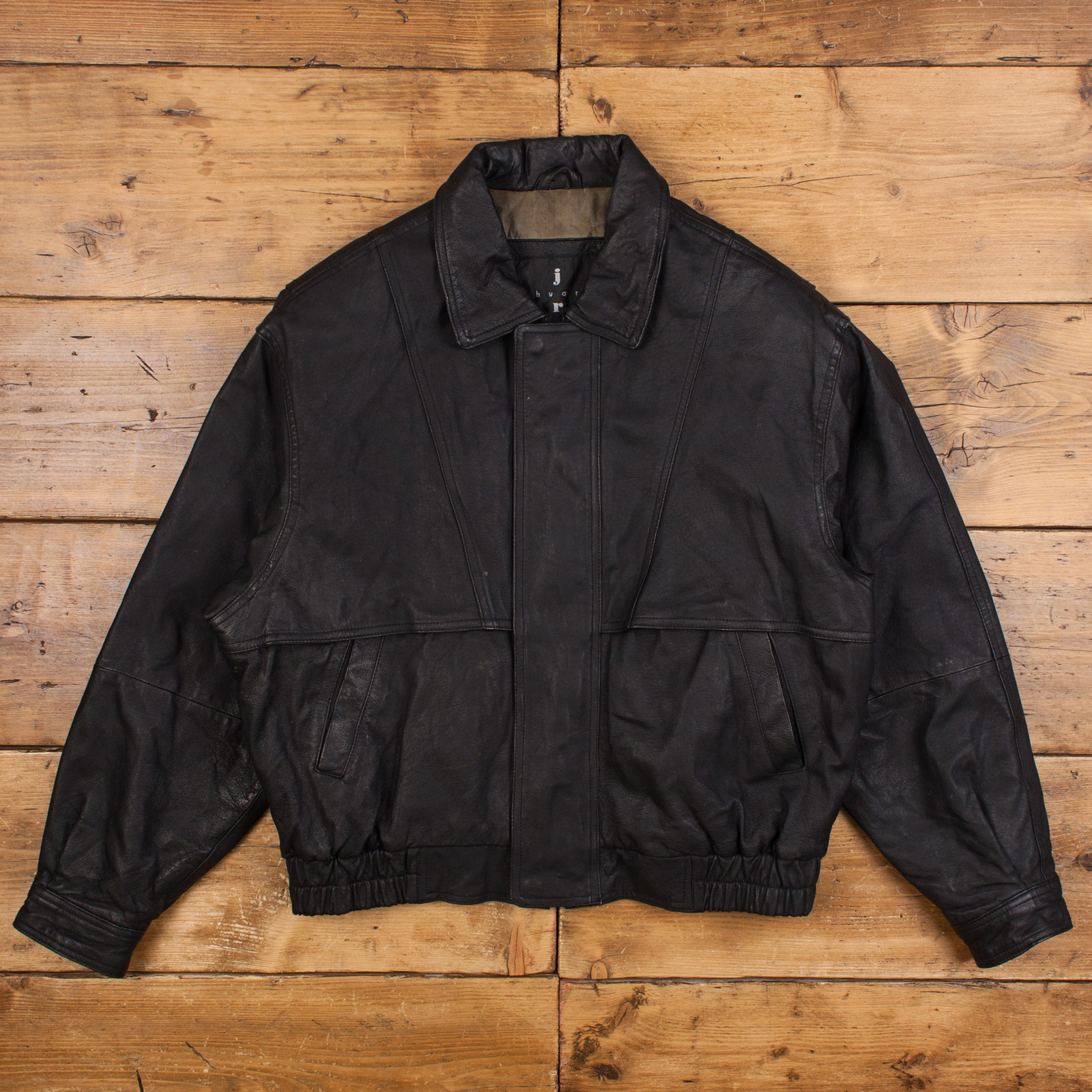 Vintage Joshua Ross Leather Jacket XL 90s Bomber Blac… - Gem