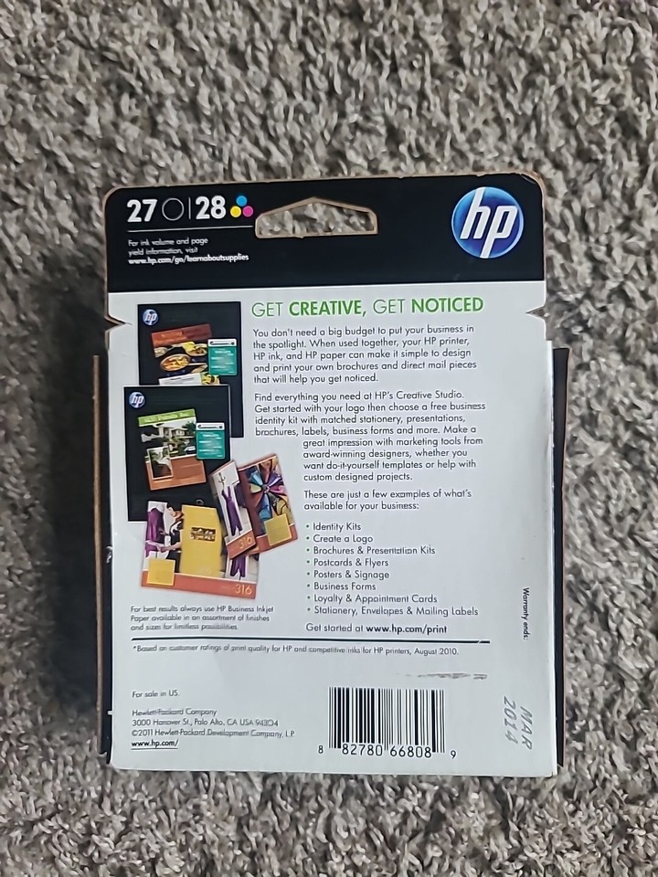 Genuine HP Black Tri-Color Printer Ink 27/28 Combo Pack | eBay
