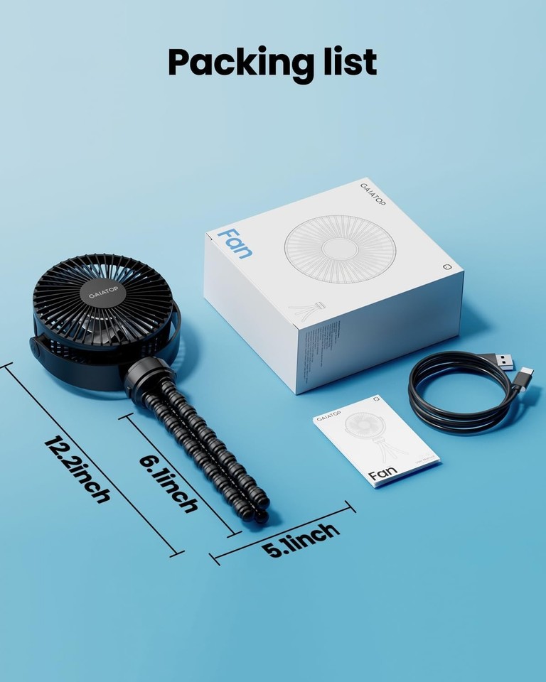 Quiet 3-Speed Mini Fan for Strollers - Battery and USB Operated with ...