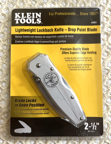 Klein Tools 44001 64mm Lockback Knife with Drop Point Blade FREE ...