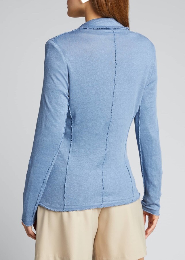 Majestic Filatures Stretch Linen One-Button Raw-Edge Jacket | eBay