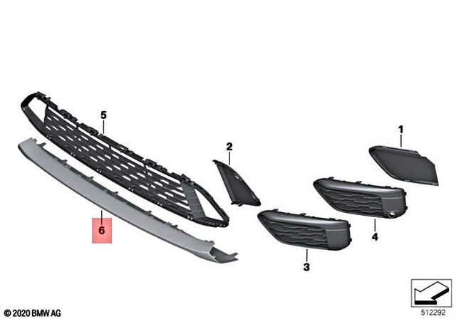 Genuine BMW X1 F48 Front Bumper Lower Grille Trim 51117425977 OEM for ...