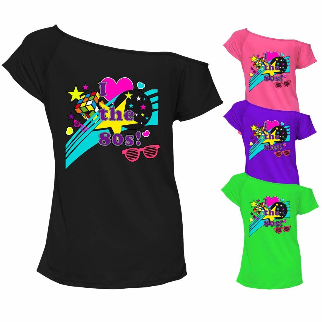 80s Off The Shoulder T Shirts Ladies I Love 80s T Shirt Top Off