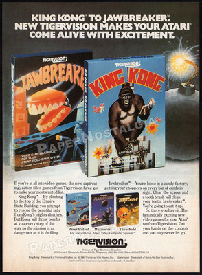 KING KONG / JAWBREAKER__Original 1982 Tigervision print AD / game promo ...