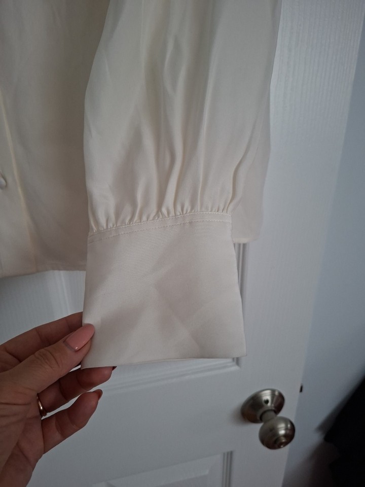 Frame Long Sleeve Buttons Down Silk Satin Off White Shirt XL | eBay