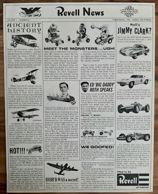 1964 REVELL NEWS VOL 1 #4 BIG DADDY ED ROTH DRAG NUT MR GASSER ...