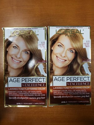 2 Pack: Loreal Age Perfect Hair Color *#6B Light Soft Neutral Brown ...
