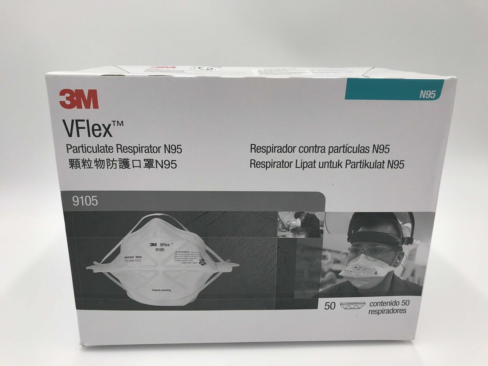 3M 9105 N95 VFlex Particulate Respirator Mask - 50 Count for sale ...