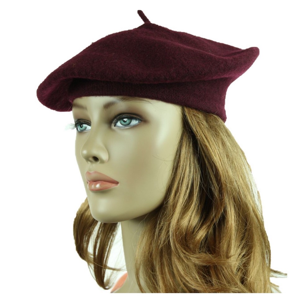 Unisex Wool French Beret Hat Classic Artist Hats Casual Plain Beanie ...