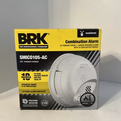 First Alert BRK SMICO105-AC Hardwired AC Smoke & Carbon Monoxide ...