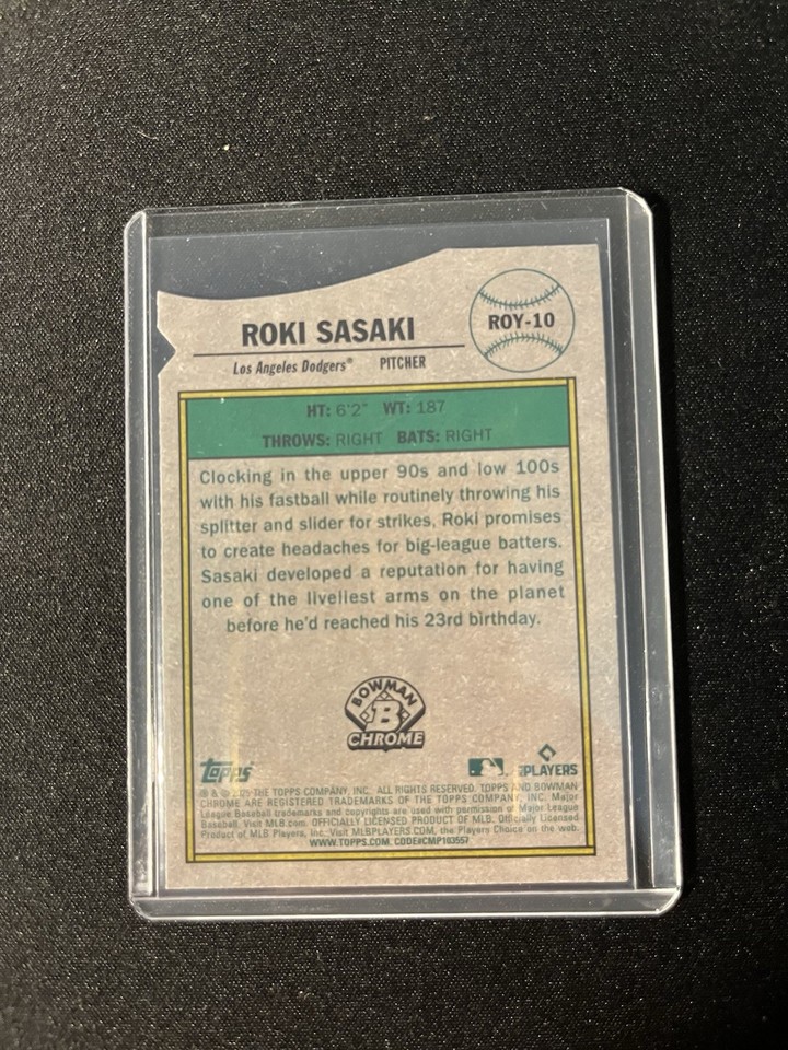 2025 Bowman Rookie of the Year Favorites Roki Sasaki #ROY-10 Mojo ...