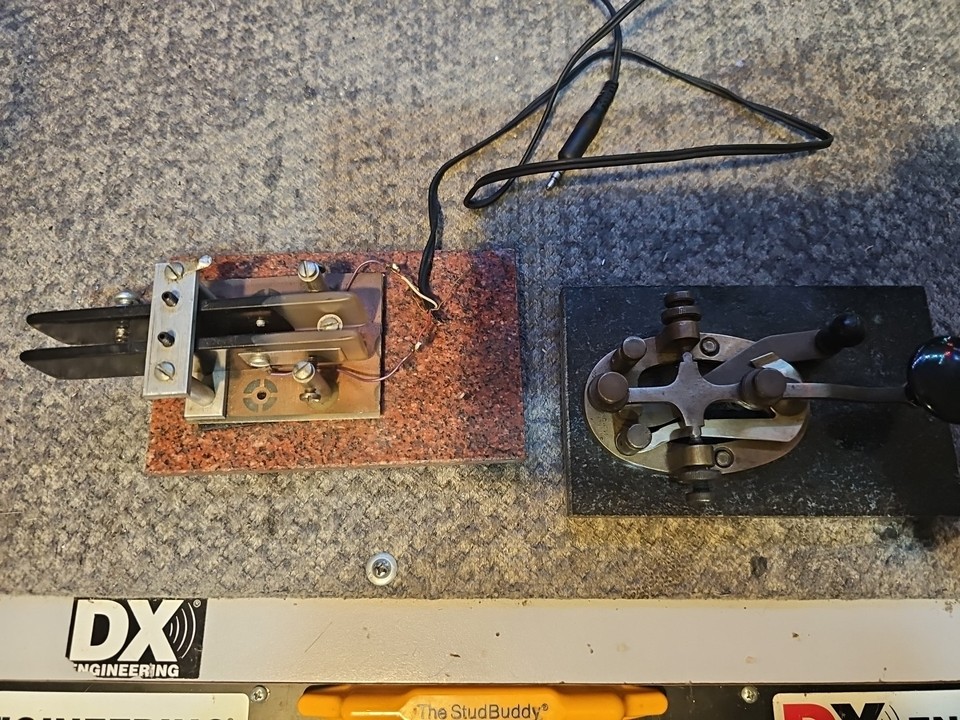 2 Keyers On Granite Samples Telegraph Key Morse Code Ham Radio | eBay