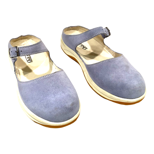 8 1/2 B Lands End Women's Suede Mary Jane Slides Blue Light 089131 worn ...