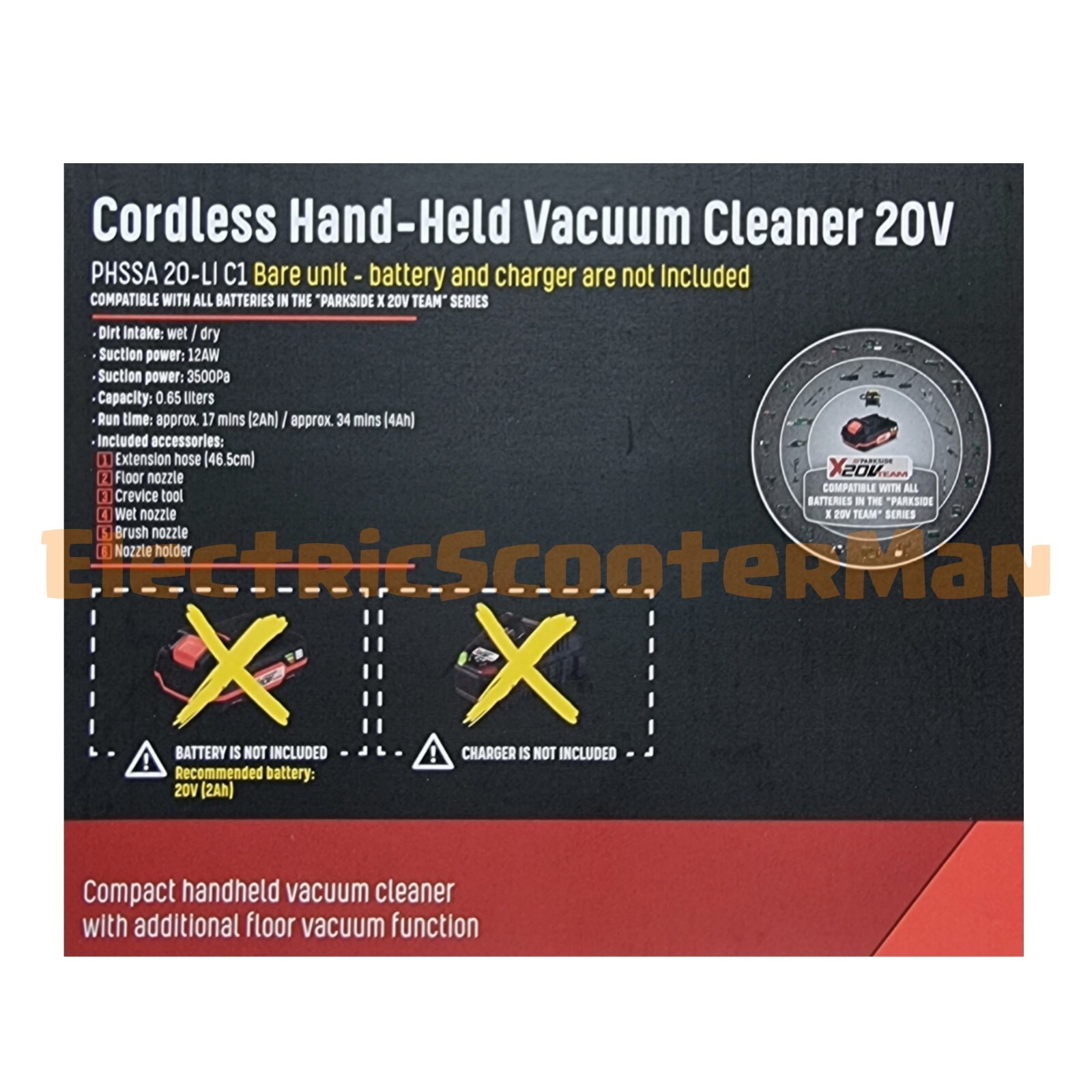 Parkside PHSSA 20-Li C1 Handheld Vacuum Cleaner - Green for sale online ...