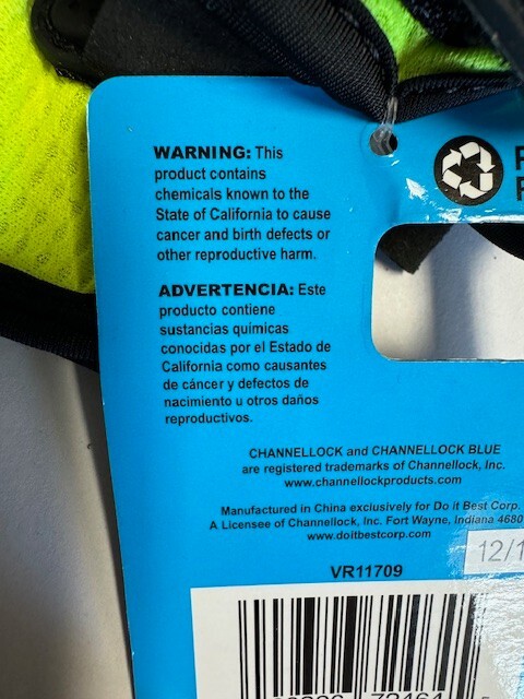 CHANNELOCK CHANNEL LOCK LARGE HI-VIS YELLOW HEAVY DUTY MECHANICS GOVES ...