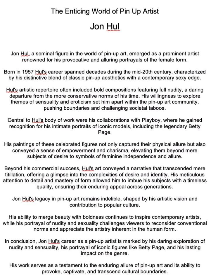 PINUP ARTIST JON HUL ORIGINAL DRAWING TITLED PIGTAILS SIGNED 2008 | eBay