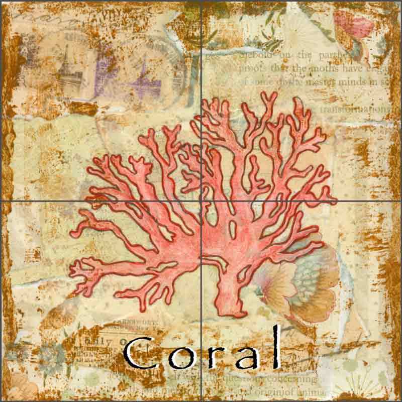 Ceramic Tile Mural Backsplash McKenna Sea Life Coral Shell Art CCI ...