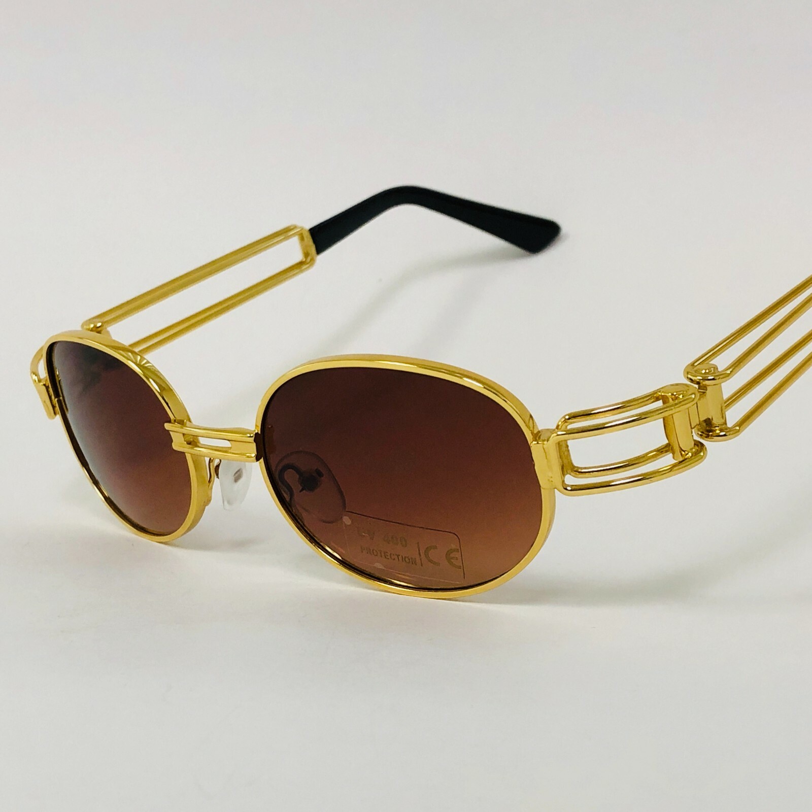 Men Hip Hop Sunglasses Black Lens Oval Shades Migos Classy Gold Frame ...