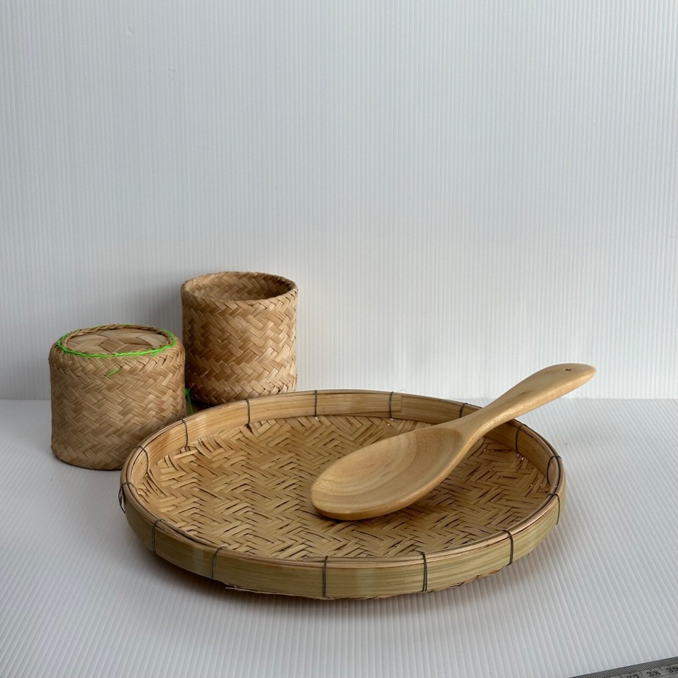 Sticky Rice Cooking Set 6 Pcs | Handmade Bamboo Basket & Thai-Lao ...