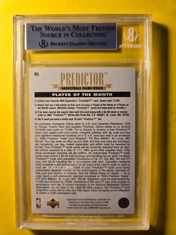 MICHAEL JORDAN 1995-96 UPPER DECK PREDICTOR PLAYER OF THE MONTH #R3 ...