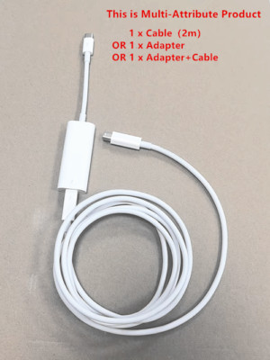 For Apple Thunderbolt 2 Cable 2M+ Thunderbolt 3 (USB-C) to Thunderbolt ...