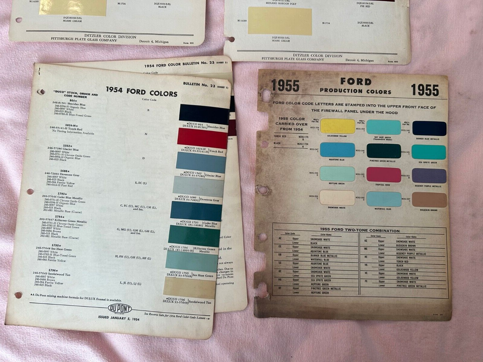 Vintage Lot Dupont Ditzler Color Charts - Ford 1949, 1954, 1955 | eBay
