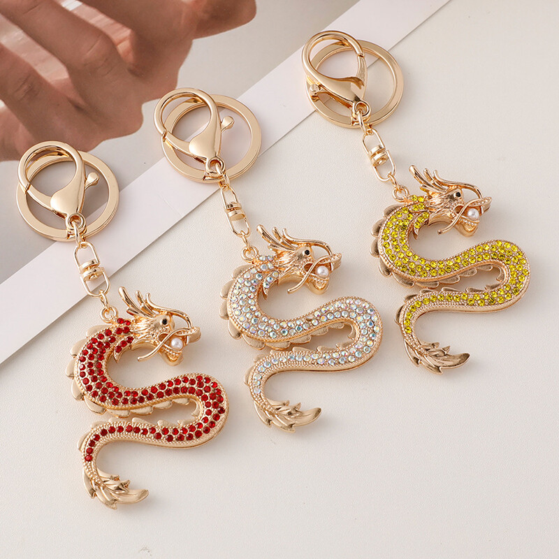Zodiac Dragon Alloy Keychain Lucky Chinese Hanging Ornament Wallet Bag ...