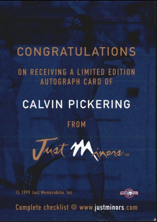 1999 Just Autographs Baseball Card #99 Calvin Pickering IM | eBay