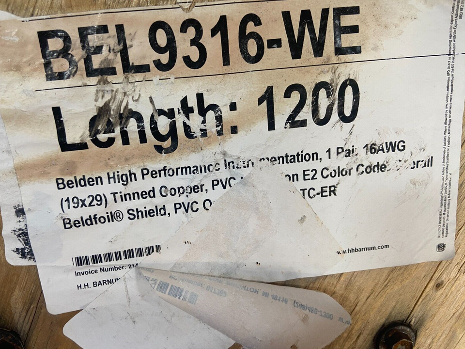 Belden Wire 9316 16/2 Shield Pair PLTC Sun Resist Comm/Control Cable ...