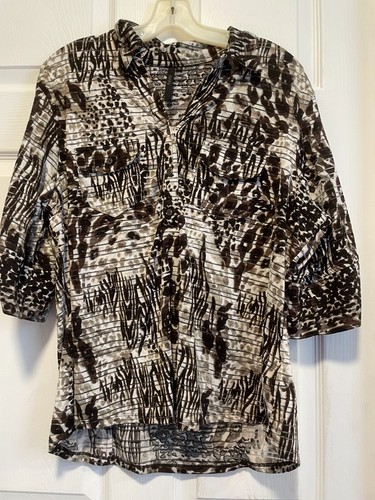 CATHY top shirt blouse XL 16 Bust 44 Length 25 White/Multi Animal ...