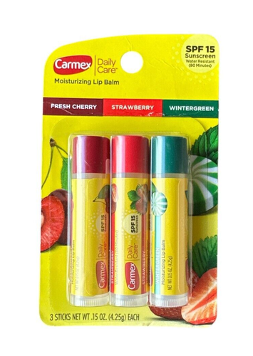 Carmex Daily Care Moisturizing Lip Balm Stick, Cherry Strawberry ...