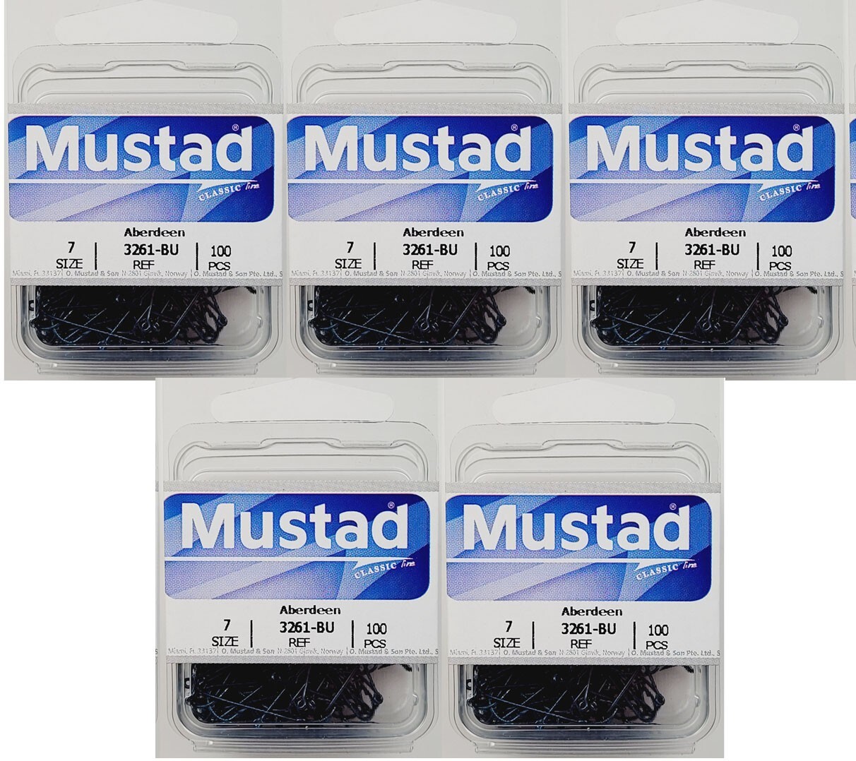 BULK Mustad Hooks 3261-BU-7-500pcs/ 5 boxes Aberdeen BLUE Trout Worm ...