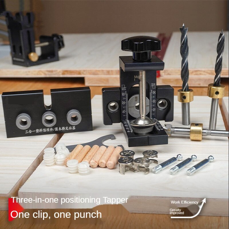 3-in-1 Adjustable Woodworking Hole Jig with 8 / 15mm Drill, for Drill ...