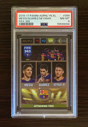 2016 Panini Adrenalyn XL FIFA 365 MSN Card PSA 8 Messi Suarez Neymar | eBay