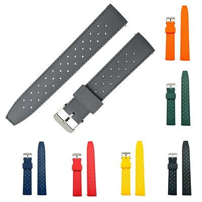 Watch Strap Silicone Rubber Tropical Dive Band Quick Release 20mm 22mm ...