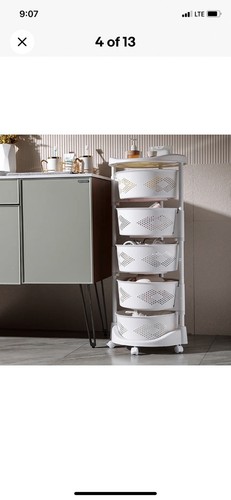 5 Tier Round Rotating Multi-Layer Kitchen Storage Shelf, Fruit ...