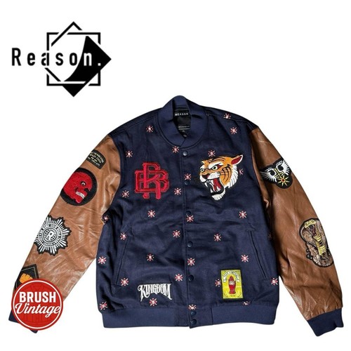 T417 Usa Vintage Reason Varsity Jacket Embroidered Logo Men'S Xxl Size ...
