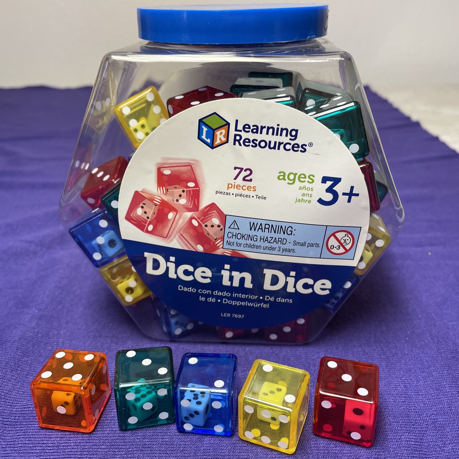 Set of 72 Learning Resources Dice in Bucket Math Toy Manipulative Ages ...