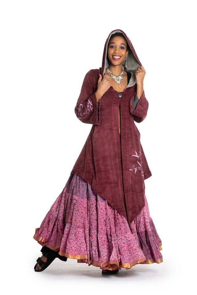 Velvet Faery Goddess Jacket, Boho Goa Psy Trance Coat Plus Size Pagan ...