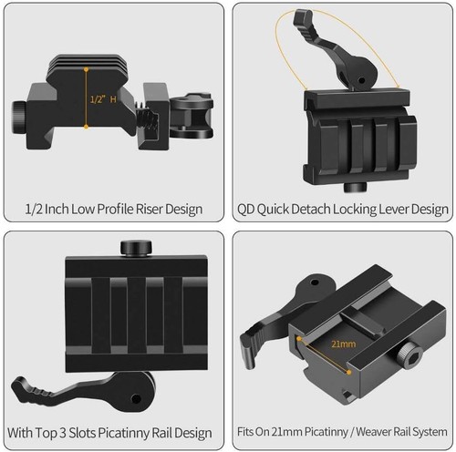 QD Riser Mount Quick Release 3 Slots 20mm Picatinny Rail Mount for Red ...