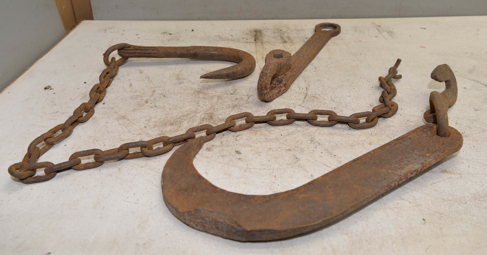 2 logging hooks vintage blacksmith made log pulling collectible farm ...