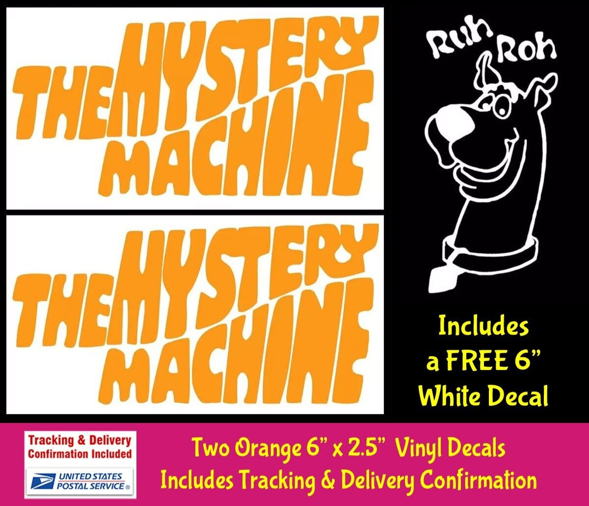 The Mystery Machine Logo 2 PK Orange Vinyl Decals Car Window Laptop ...