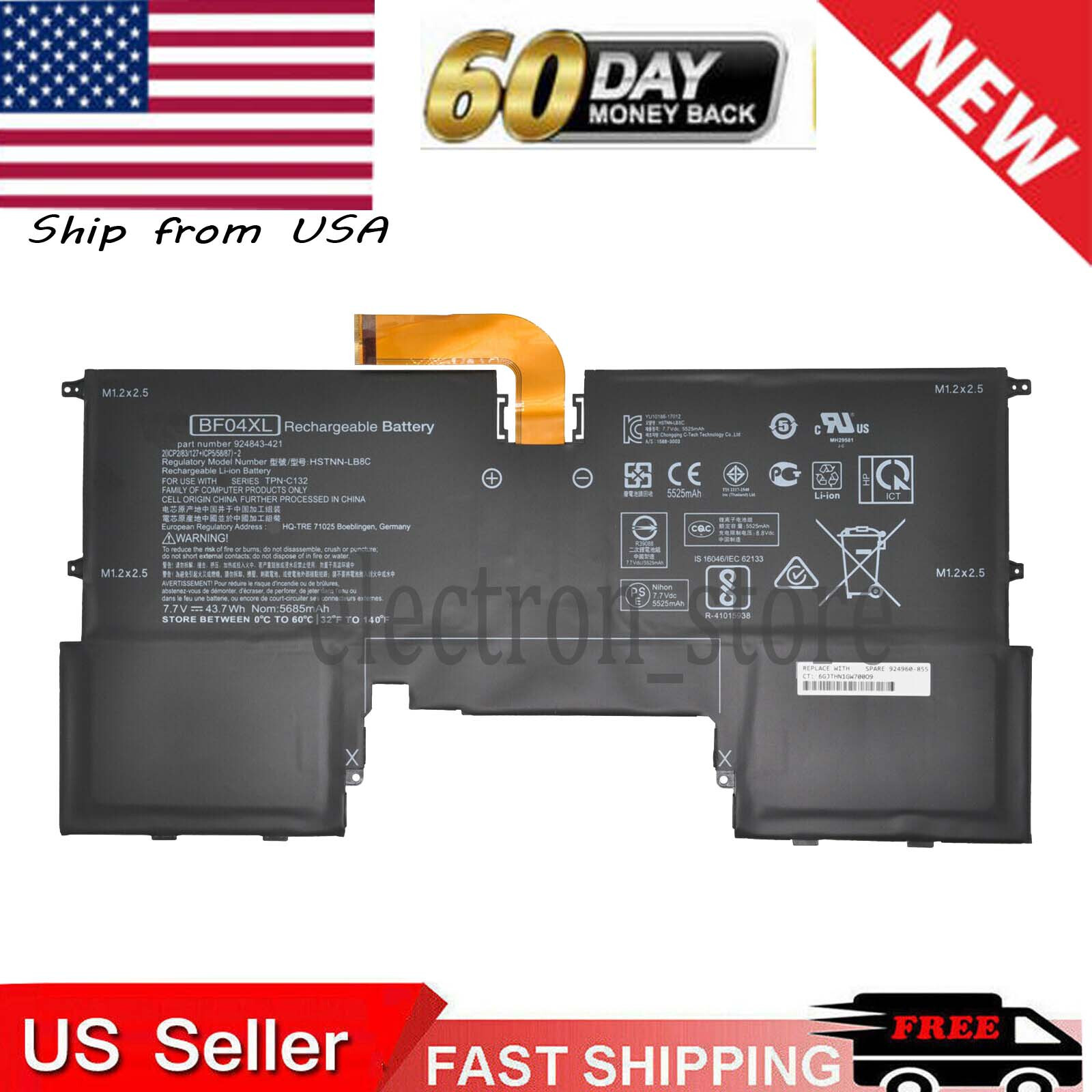 New BF04XL Battery for HP Spectre 13-AF 924960-855 HSTNN-LB8C TPN-C132 ...