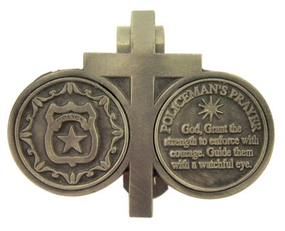 Pewter Cross with Police Protection Prayer Token Visor Clip, 2 3/4 Inch ...