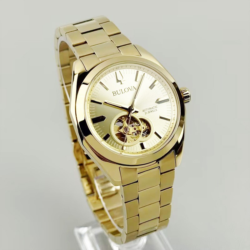 Bulova Surveyor 97A182 Gold Tone Dial Stainless Steel Men's Automatic ...